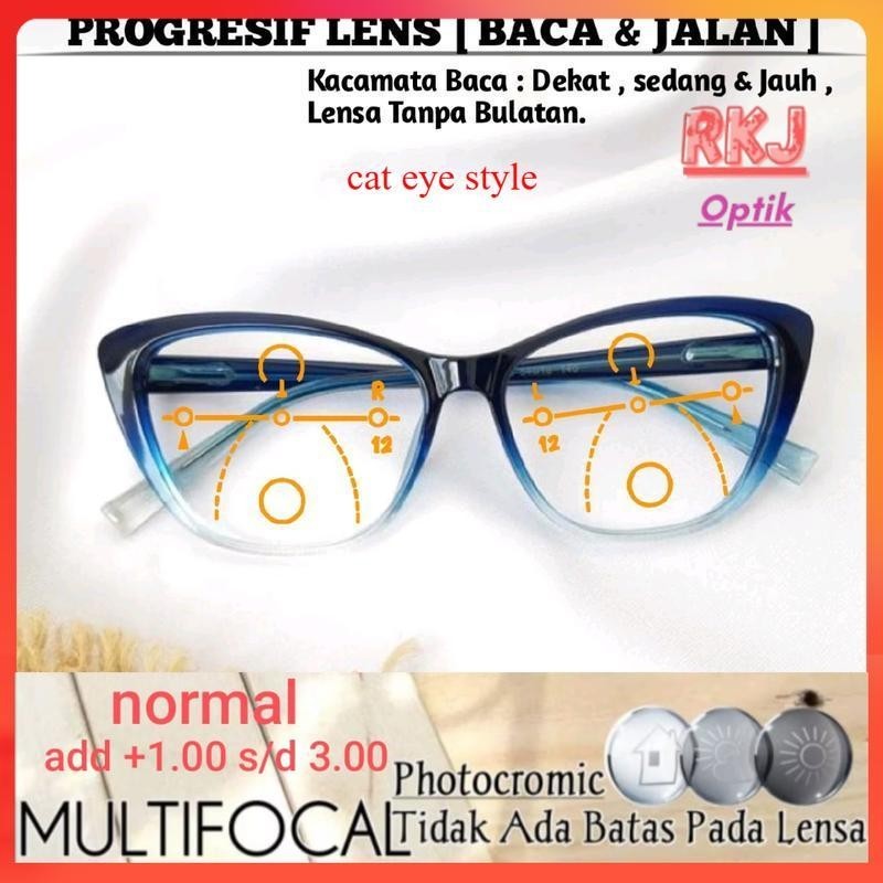 Jual kacamata progresif wanita buat jalan dan baca model cat eye lensa ...
