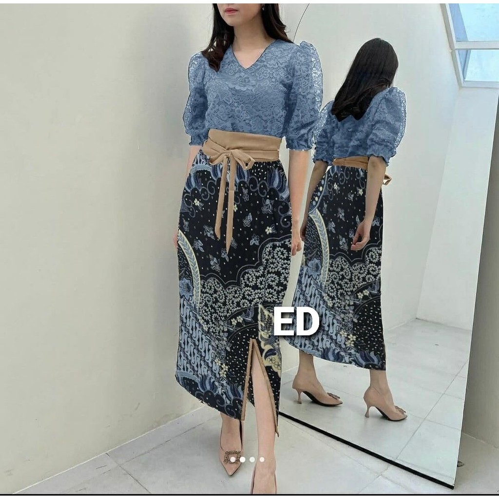 Jual StarFashion Dress Brukat Batik Floren Dress Brukat Premium Simple ...