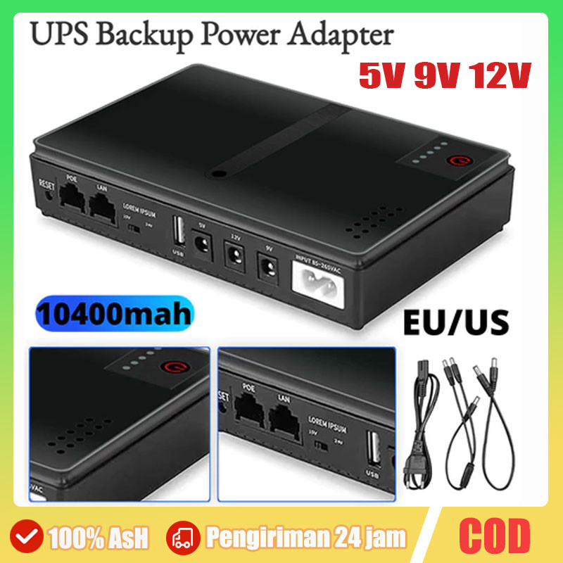 Jual 【COD】Power Adapter Uninterruptible Power Supply 10400mAh Power ...