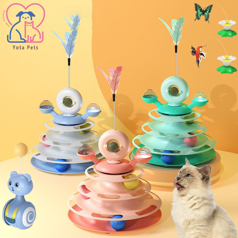 Jual Mainan Kucing Cat Toys Tower 4 Susun Interaktif Kucing Play ...