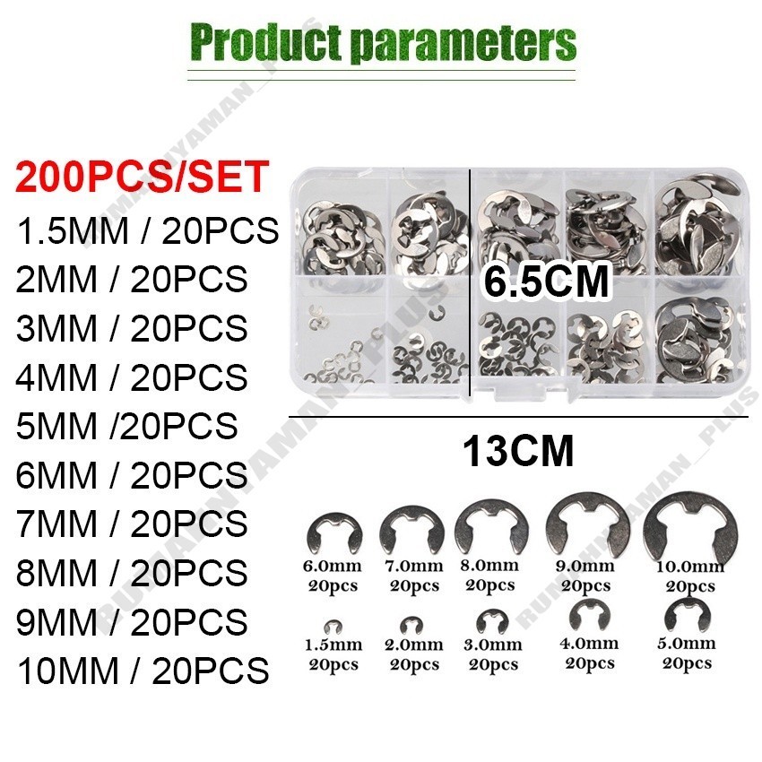 Jual 200Pcs Snapring Type E / Snap Ring Type E / Snapring Stainless Steel / Retaining Snap Ring ...