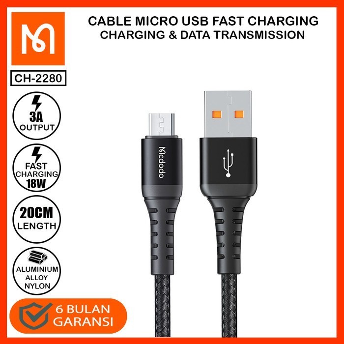 Jual Mcdodo CA-2280 Kabel Pendek Micro USB Android 20cm Cable PB ...