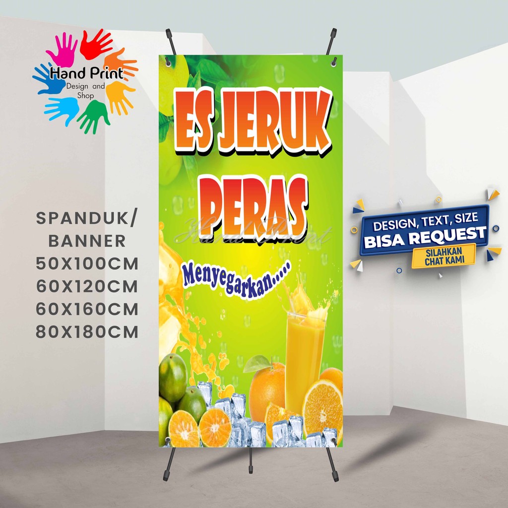 Jual Cetak Spanduk Banner Es Jeruk Peras Menyegarkan MMT Spanduk Custom ...
