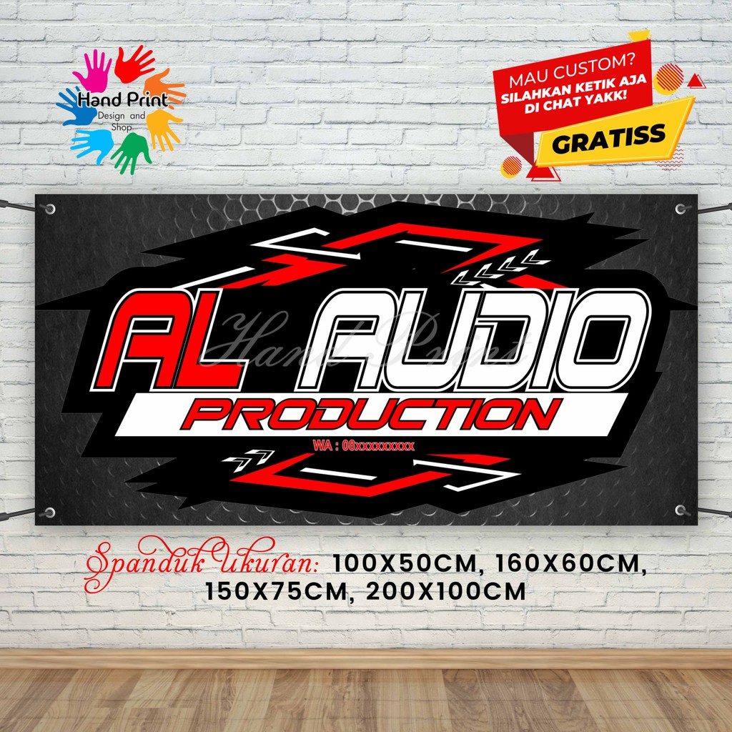 Jual Cetak Spanduk Banner Audio Production Hitam MMT Spanduk Custom ...