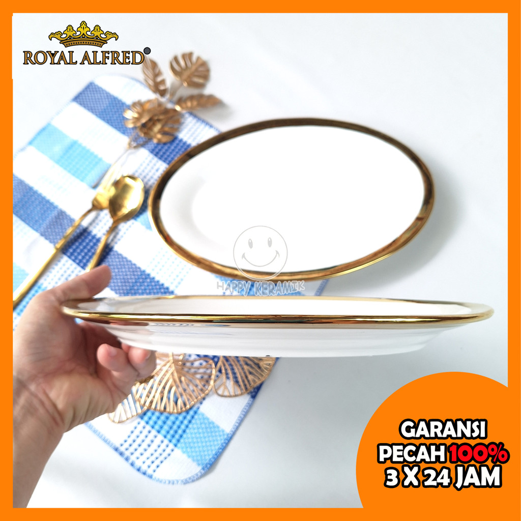 Jual ROYAL ALFRED Piring Oval Aesthetic List Emas 12in Piring Keramik Oval Piring Laris 30cm ...