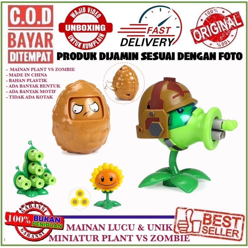 Jual C.O.D Miniatur Mainan PLANT VS ZOMBIE Bisa Tembak Peluru Ukuran ...