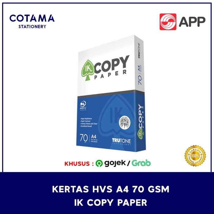 Jual Kertas HVS A4 70gr IK COPY PAPER - 1 Rim isi 500 Lembar | Shopee ...