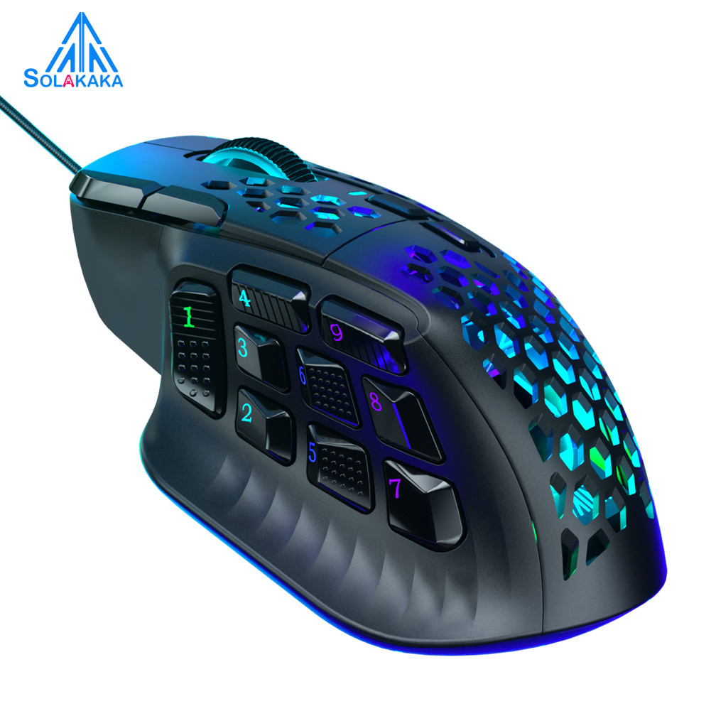 Jual SOLAKAKA SM809 Wired Gaming Mouse Side Buttons 22800 DPI 16 ...