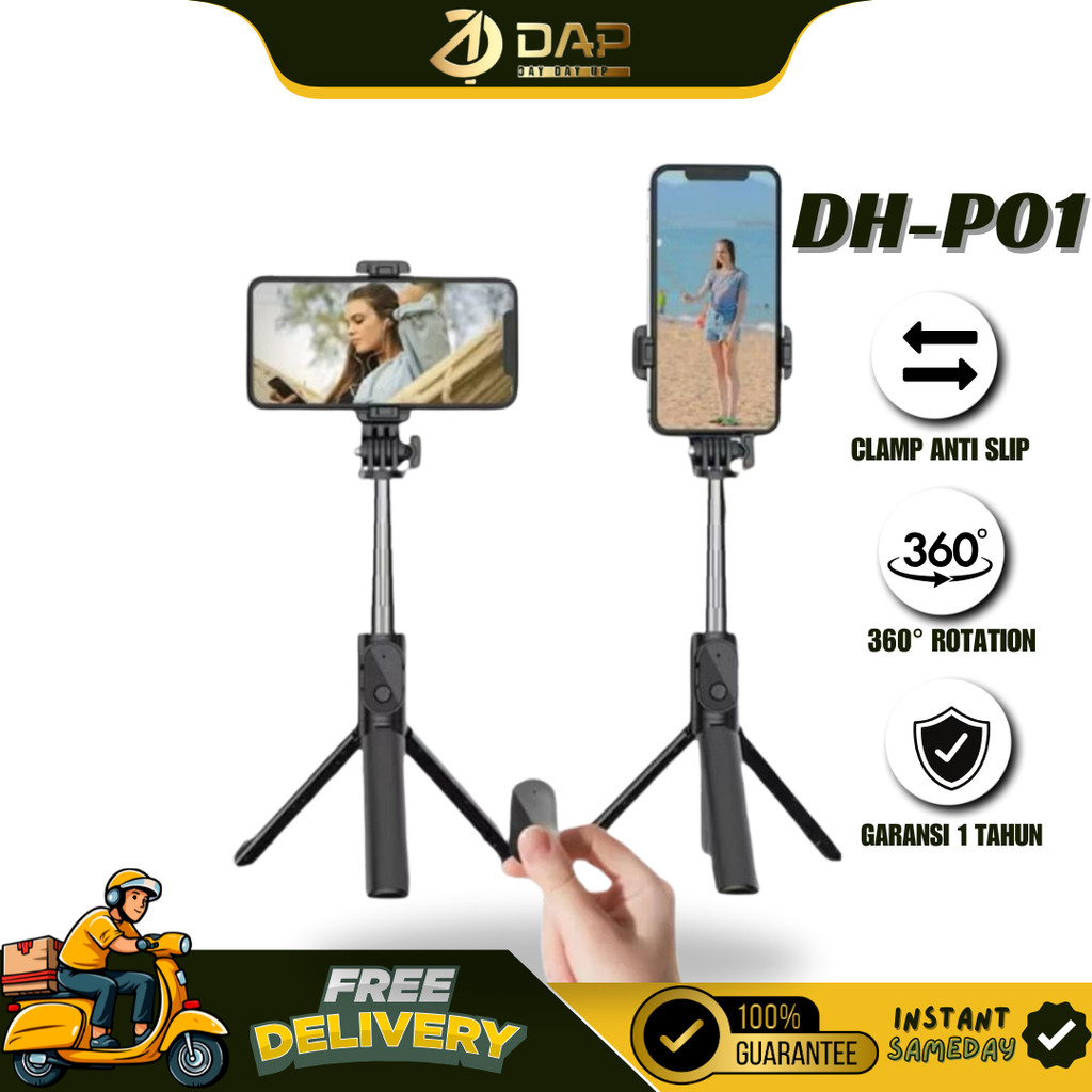 Jual DAP DH-P01 Tongsis Bluetooth Tripod 3 In 1 | Tongsis HP Tripod Bluetooth 72cm Original ...