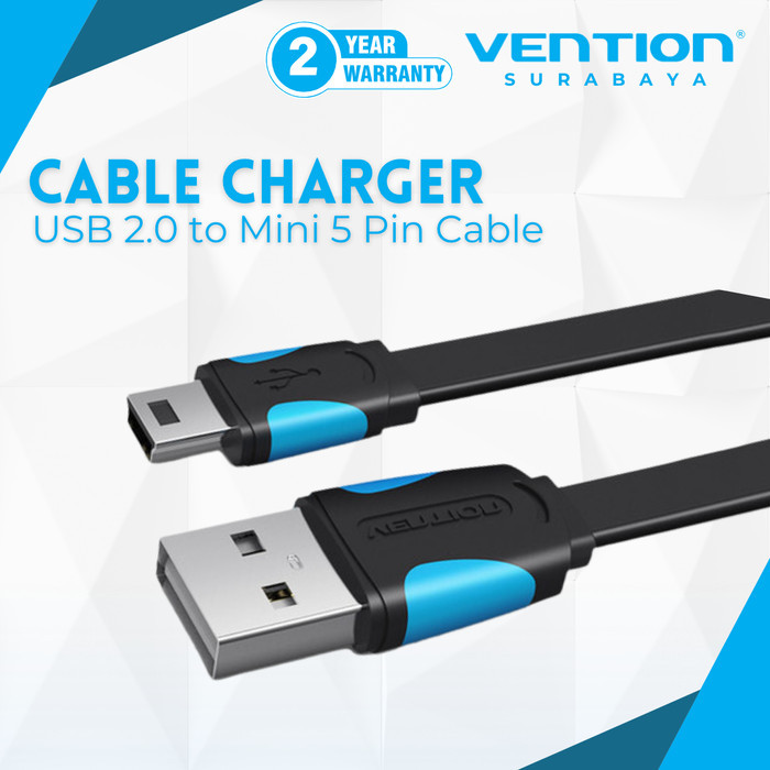 Jual Vention Flat Cable USB 2.0 to Mini 5 Pin - VAS-A14 | Shopee Indonesia