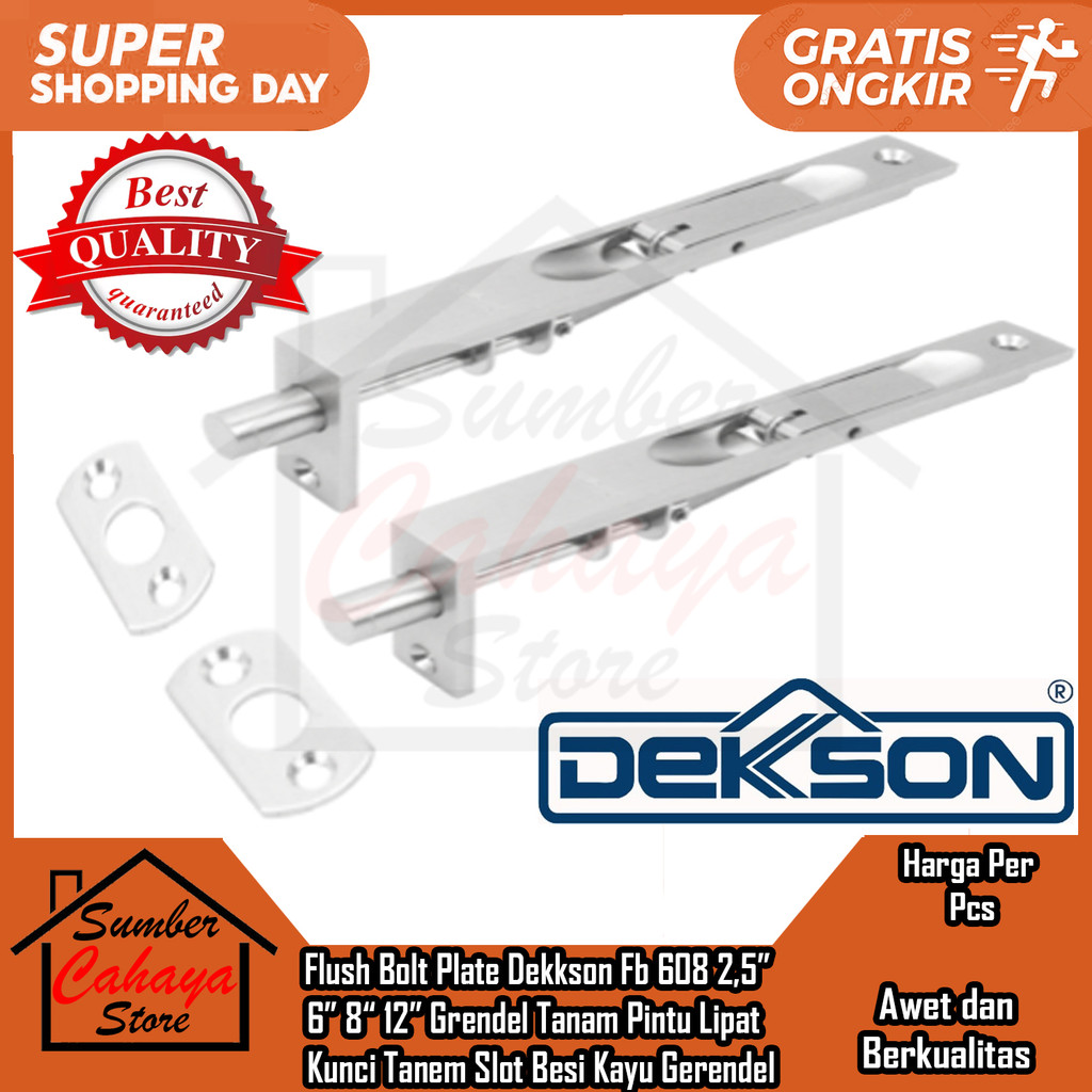 Jual Flush Bolt Plate Dekkson Fb 608 2,5” 6” 8“ 12” Grendel Tanam Pintu ...
