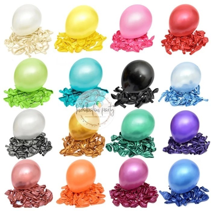 Jual PACK ISI 100 balon latex metalik / balon karet polos perpack 12 ...