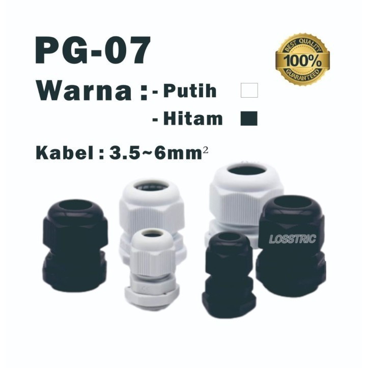 Jual Cable Gland PG7 Waterproof 3.5~6mm² Putih/Hitam BEST QUALITY ...