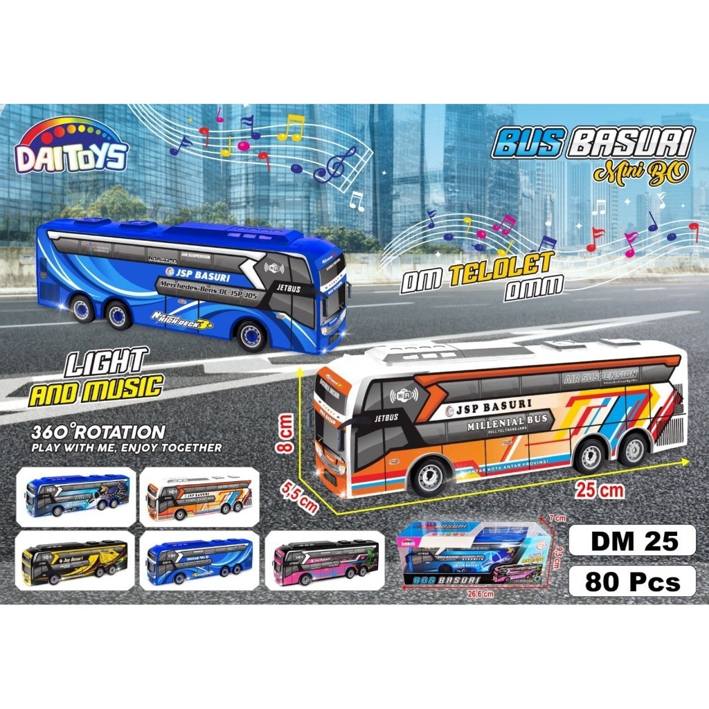 Jual MAINAN ANAK BIS BASURI LAMPU TELOLET BUMP AND GO 360% / MAINAN BUS ...