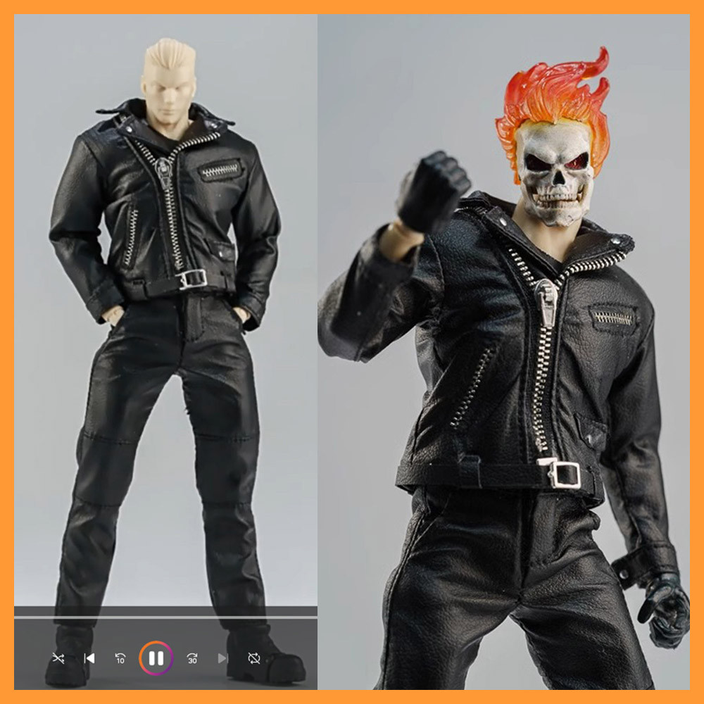 Jual 1/12 Scale Male Soldier Terminator Punk Motorcycle Jacket Leather ...