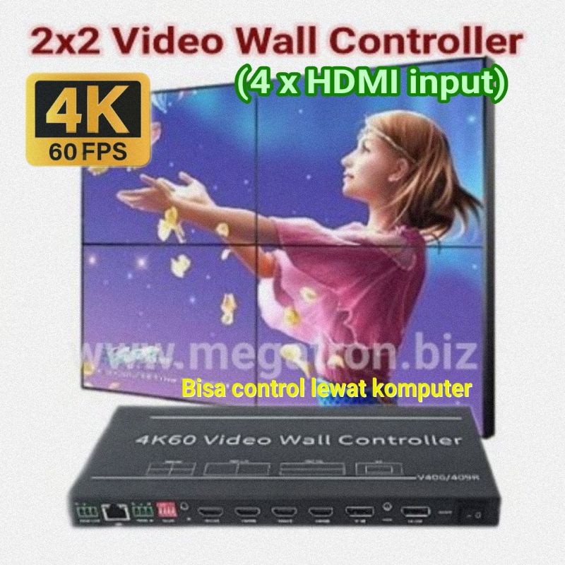 Jual 2x2 HDMI Video Wall Controller (4 x input HDMI) - Bisa tampil beda-beda dan PIP - Bisa ...