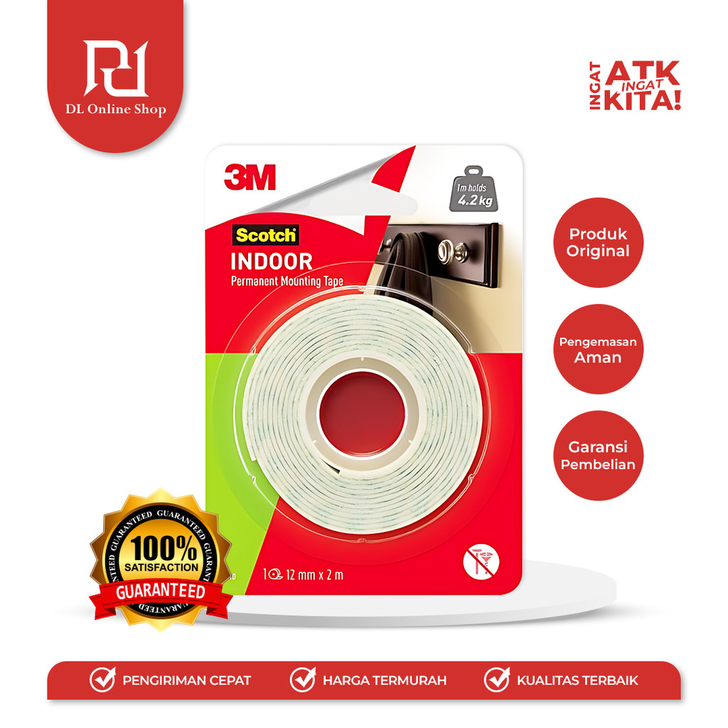 Jual 3M SCOTCH INDOOR PERMANENT MOUNTING DOUBLE TAPE INDOOR 12mm x 3m ...