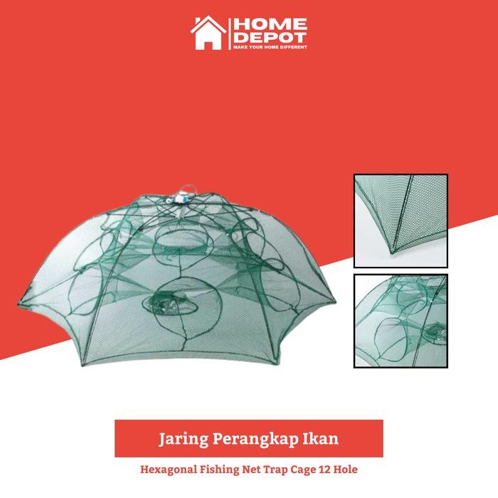 Jual Jaring Ikan Perangkap Ikan Hexagonal Fishing Net Trap Cage 12 Hole ...