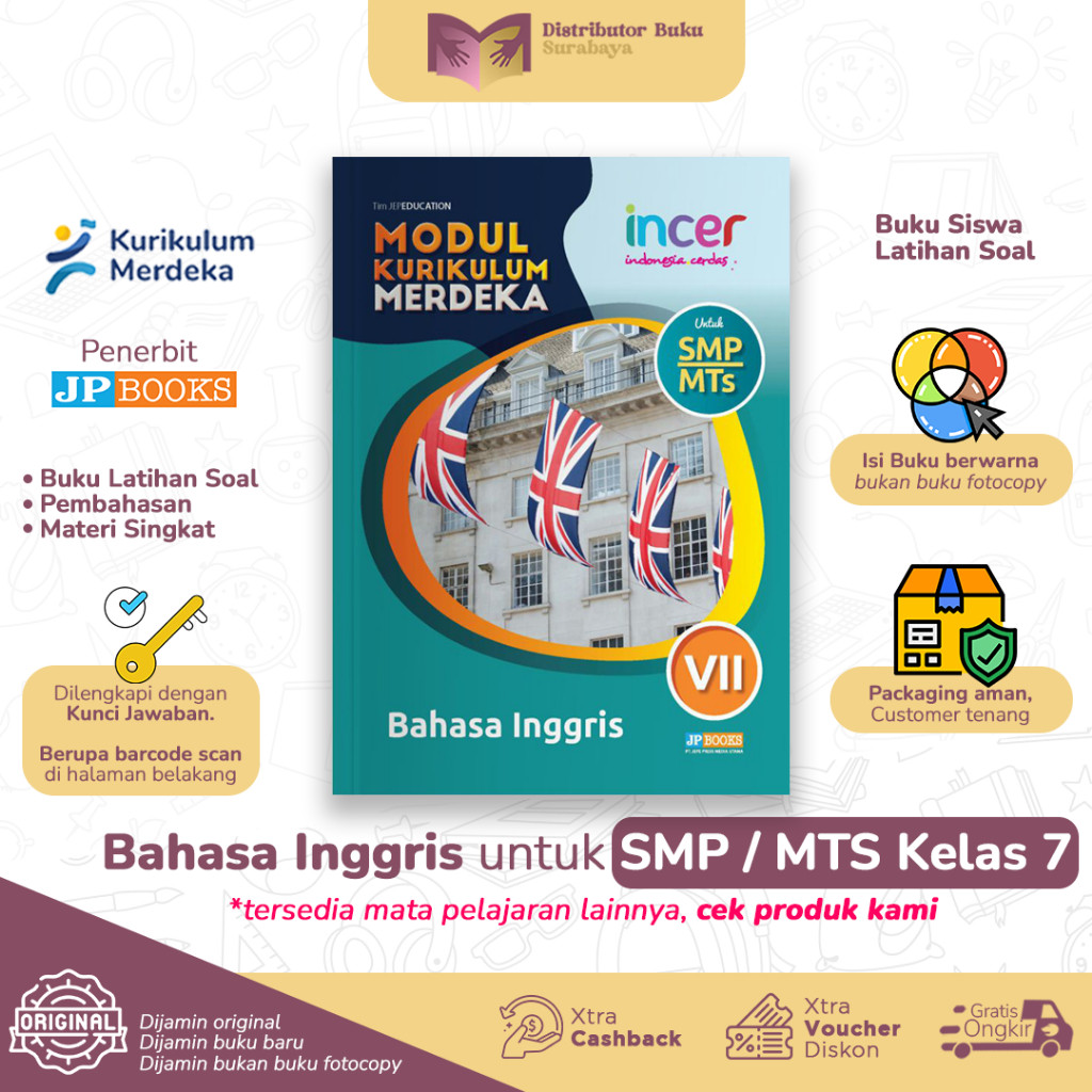 Jual Buku Latihan Soal Siswa + Pembahasan Materi (Plus Kunci Jawaban) Incer Bahasa Inggris Smp ...