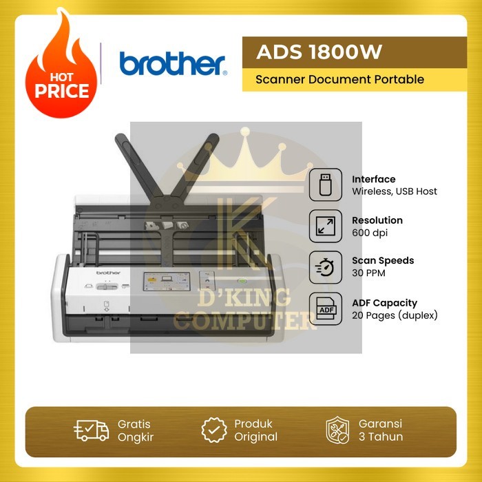 Jual BROTHER Scanner ADS1800W Portable Document Scanner ADS 1800W ADS ...