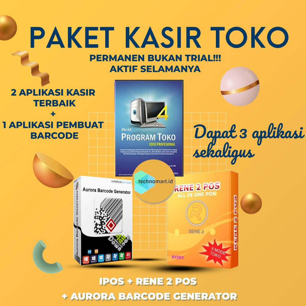 Jual Paket Aplikasi Kasir + Aplikasi Toko Rene + Aplikasi Pembuat Barcode Aurora Barcode ...
