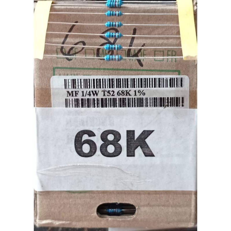 Jual Resistor Metal 68K 1/4Watt MF 1/4W T52-68K-1% Resistor Taiwan ...