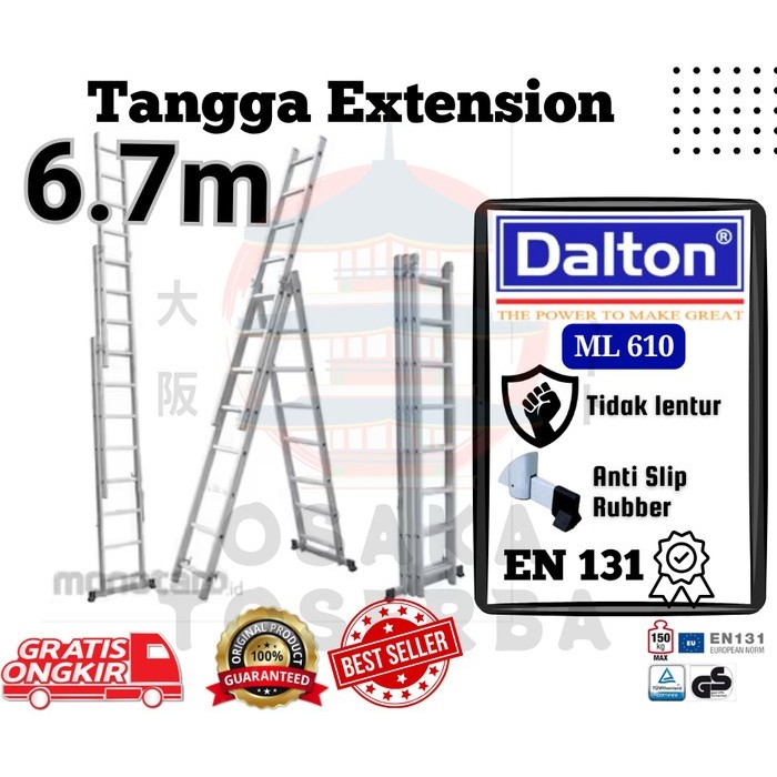 Jual tangga lipat aluminium extension 6 meter DALTON - ML 610 Extension ...