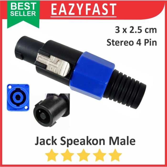 Jual Jack Speakon Male Kabel Audio Speacon Spikon Spicon Socket Stereo ...