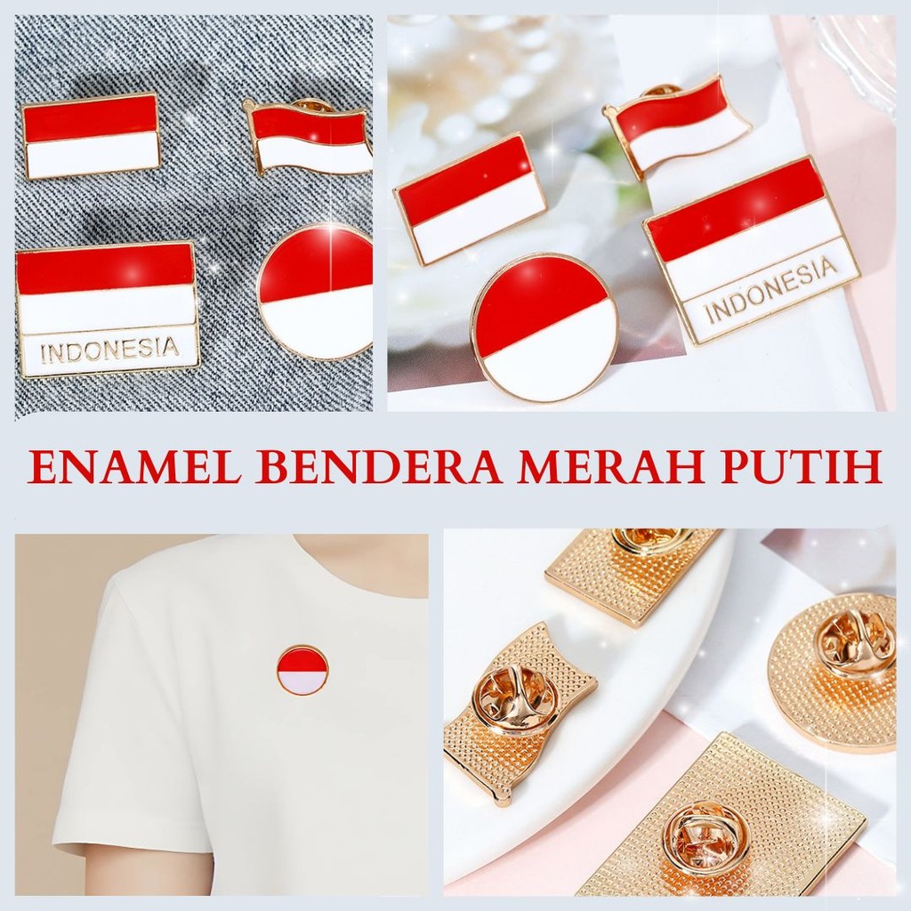 Jual Pin Enamel Emblem Metal Bendera Indonesia Merah Putih | Shopee ...