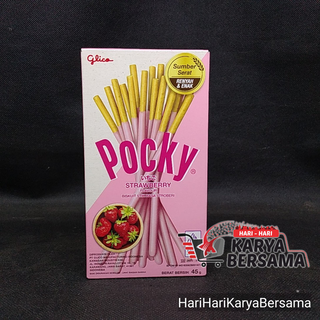 Jual MAKANAN RINGAN GLICO POCKY BISKUIT STIK RASA STRAWBERRY 45GR ...