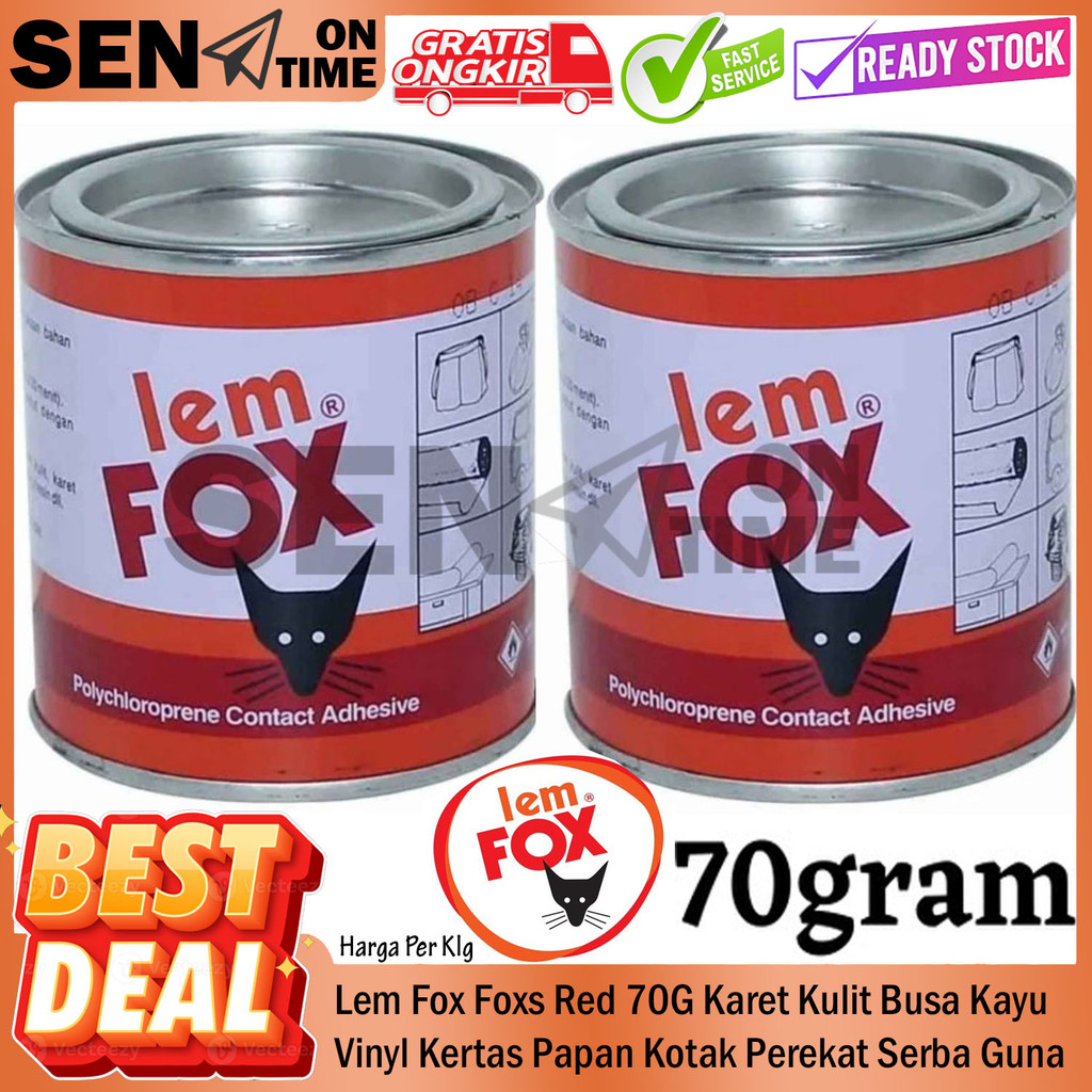 Jual Lem Fox Merah Perekat 70 Gr Kulit Kayu Tape Hpl Karet Kaleng Isi ...