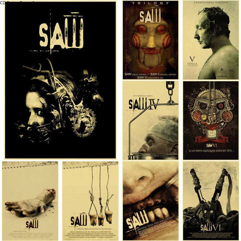 Jual Horror Movie Saw Poster Film Retro Kraft Paper Posters DIY Vintage ...