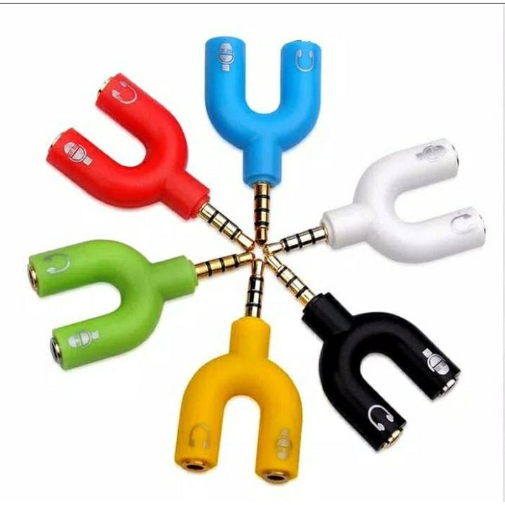 Jual AUDIO SPLITTER U SHAPE 2 IN 1 3.5 MM MIC & AUDIO | Shopee Indonesia