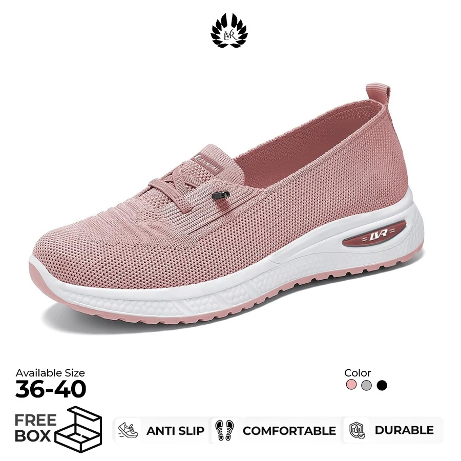 Jual EVR Minji FREE BOX Sepatu Slip On Wanita Sepatu Rajut Flyknit Sport LV0627 | Shopee Indonesia