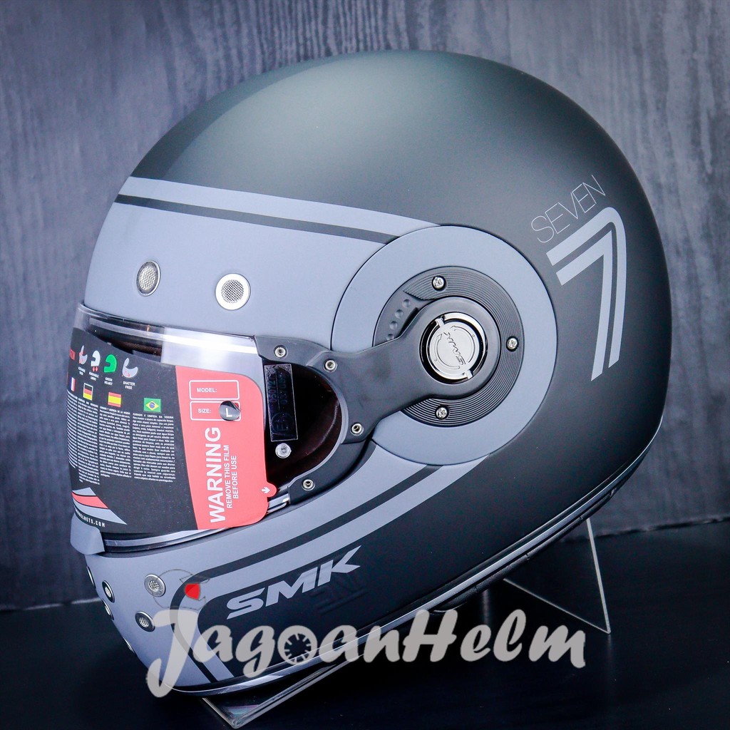 Jual SMK HELM RETRO SEVEN MA260 | MATT BLACK GREY | OPEN FACE | Shopee ...