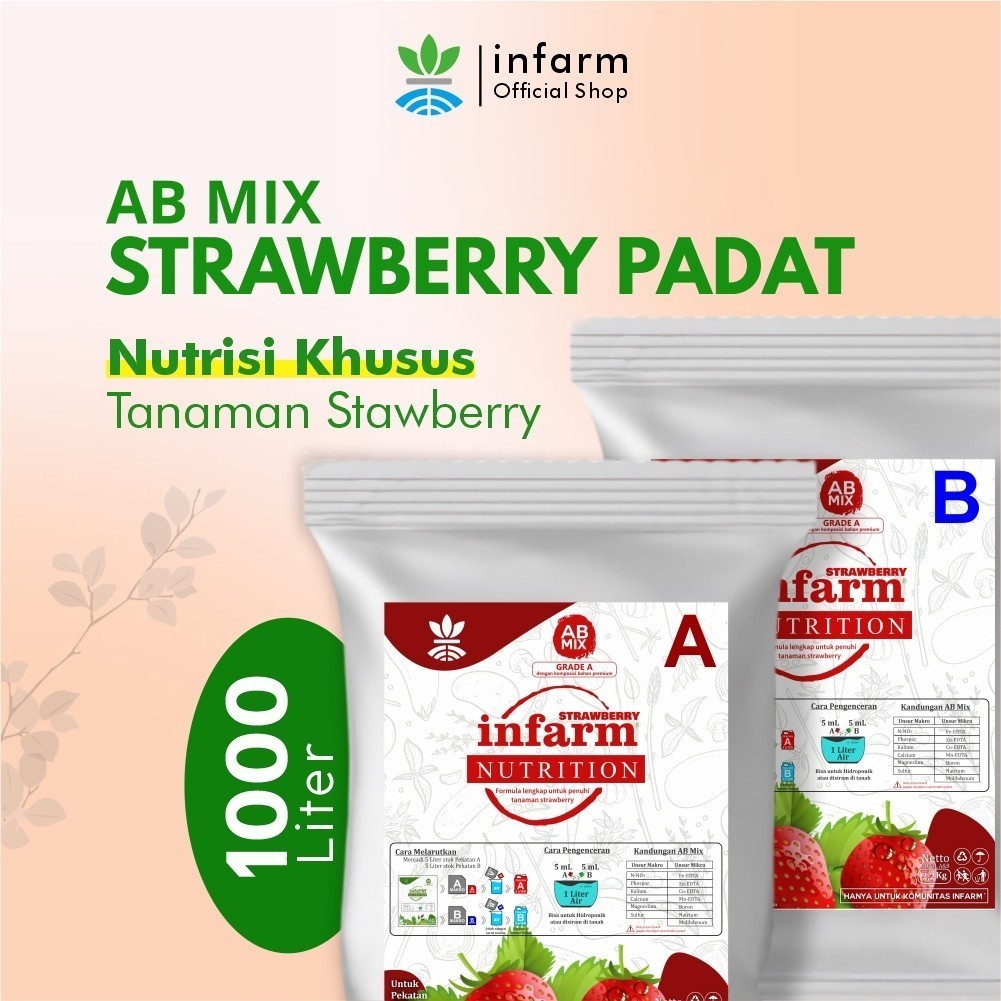 Jual INFARM - Nutrisi AB Mix Besar Strawberry Pupuk Konvensional Tanah ...