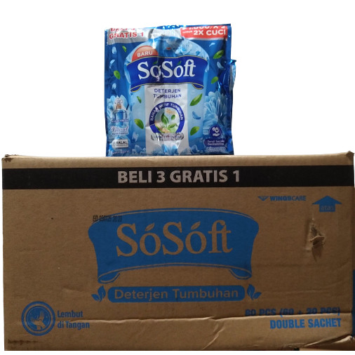 Jual 1 DUS SOSOFT DETERGEN CAIR ISI 160 PCS | Shopee Indonesia