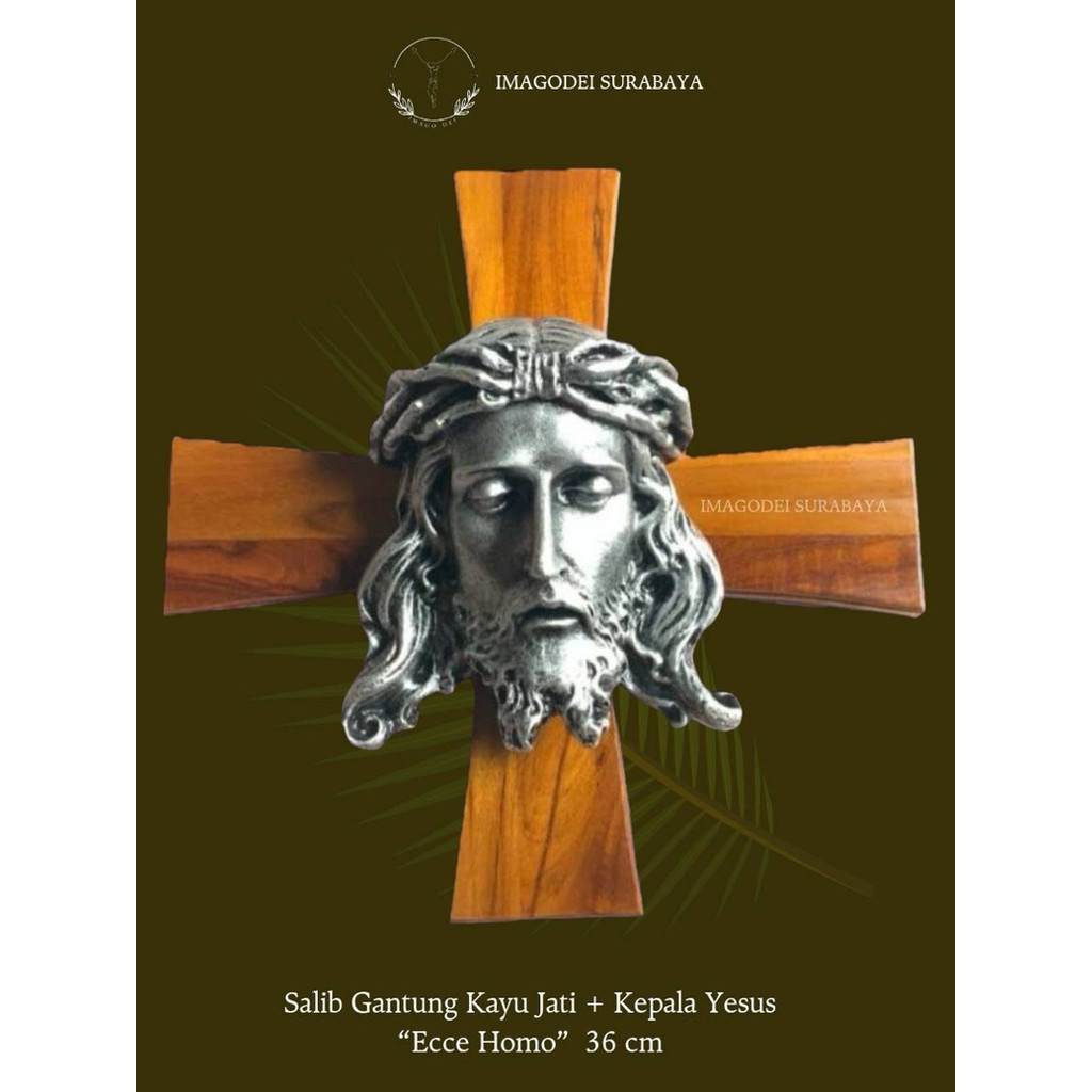 Jual MOSHCO Salib Wajah Yesus uk 35 cm/Salib Gantung Ecce Homo Kepala ...