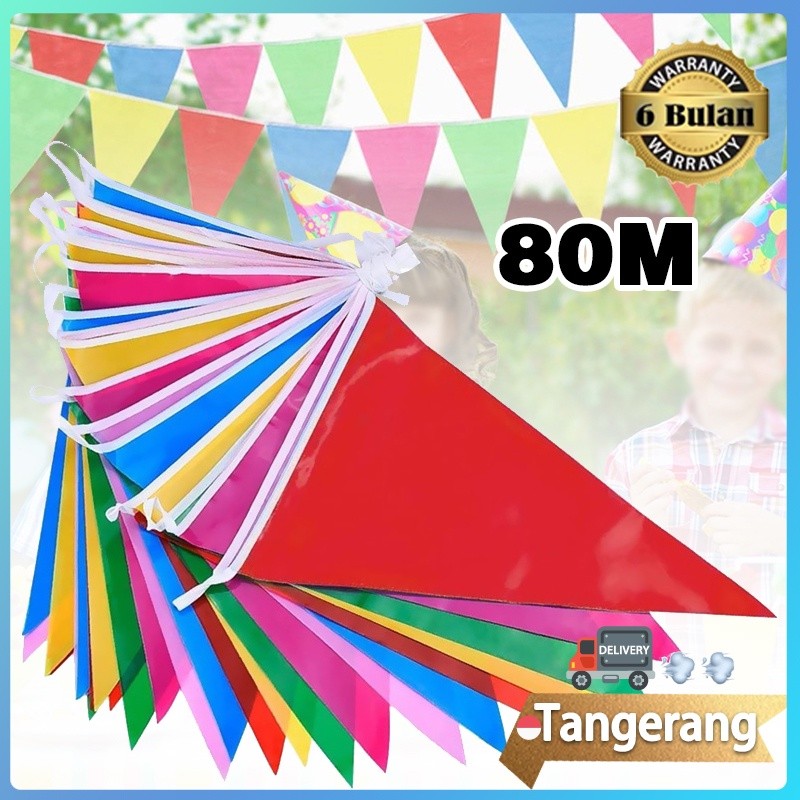 Jual Bendera Segitiga 80 Meter 150Pcs / Bendera Kain Segitiga Warna ...