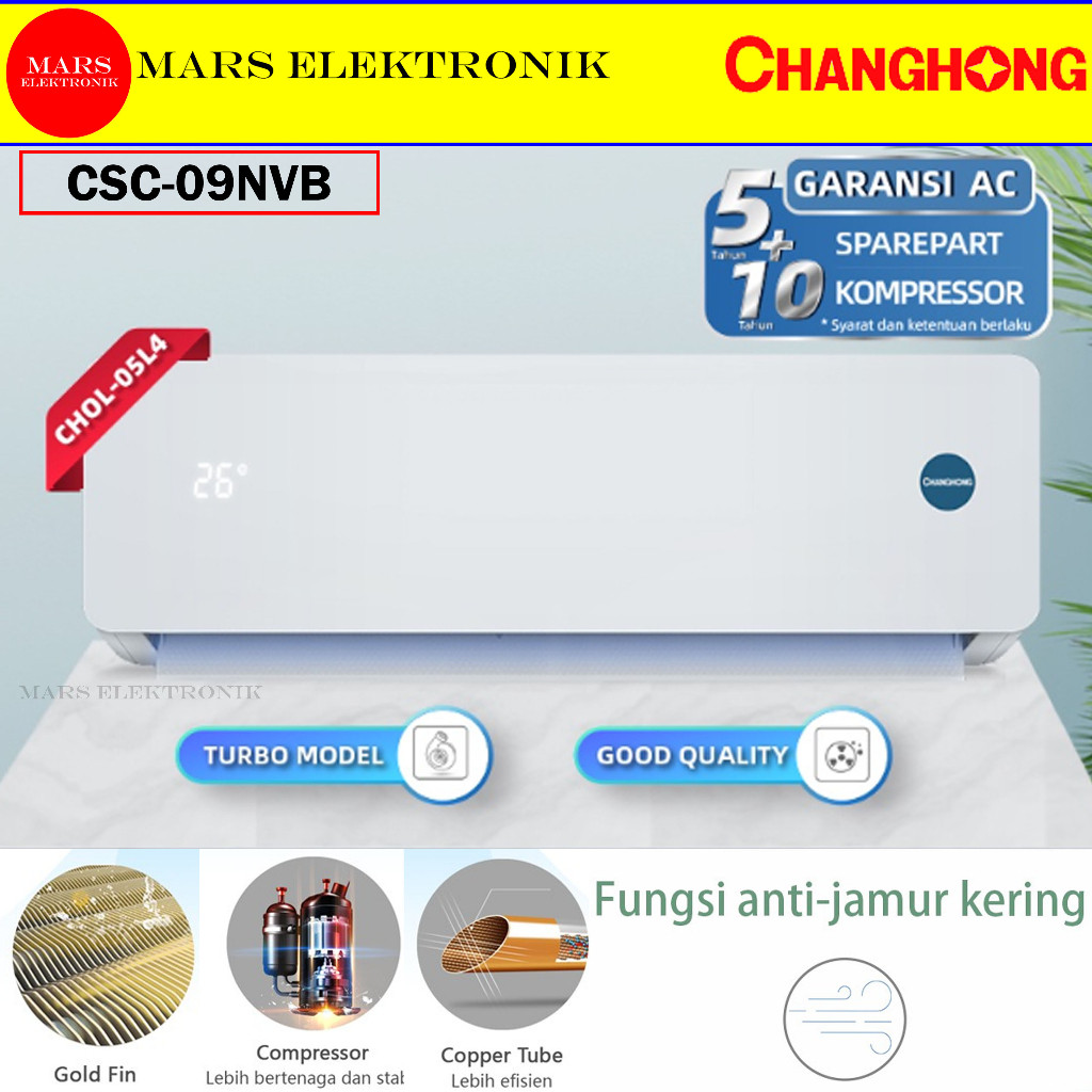 Jual AC CHANGHONG CSC-09NVB - 1 PK - CSC 09 NVB - AC SPLIT - PENDINGIN RUANGAN CHANGHOG | Shopee ...