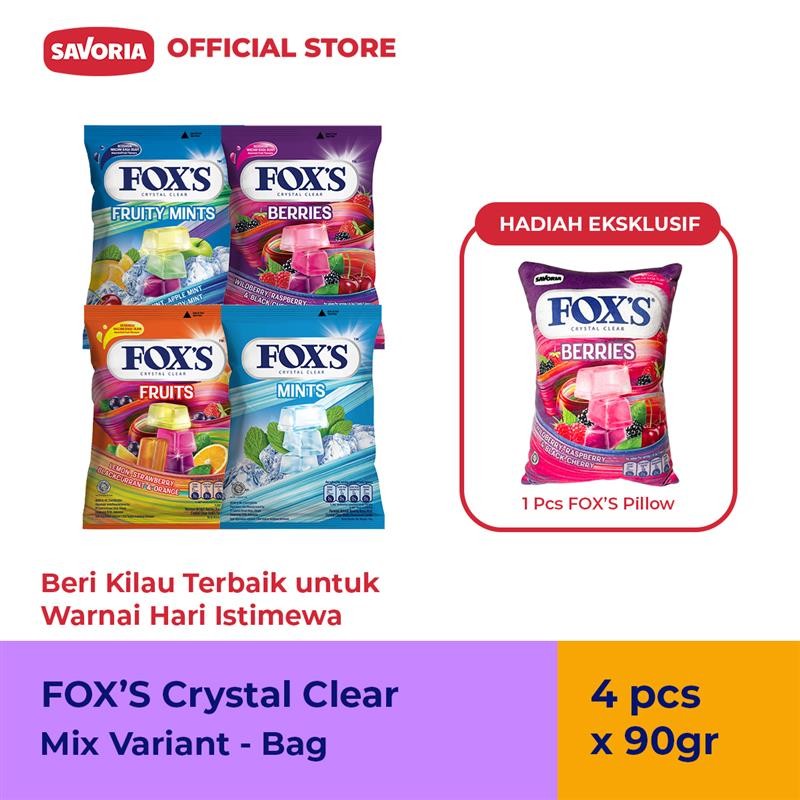Jual FOX'S Mix Variants Bag 4 Pcs x 90g + Gratis FOX'S Pillow | Shopee ...
