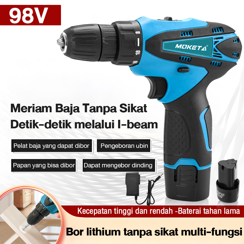 Jual MOEKTA 98V Mesin Bor Baterai Tangan Bor Listrik Bor cas Bor mini ...