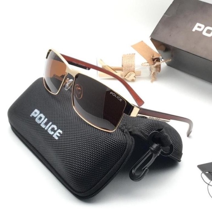 Jual COD kacamata Police pria 24 sunglass polarized lensa kaca - Coklat full set - p24 Coklat ...