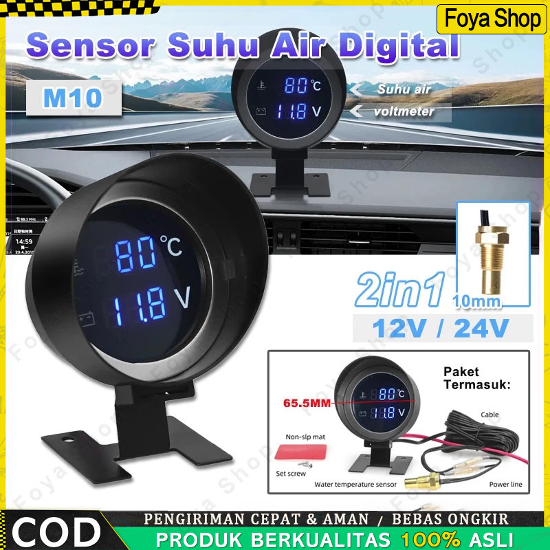 Jual 2 In 1 Sensor Suhu Air Digital Led Bentuk Bulat 2 In 1 Tegangan ...