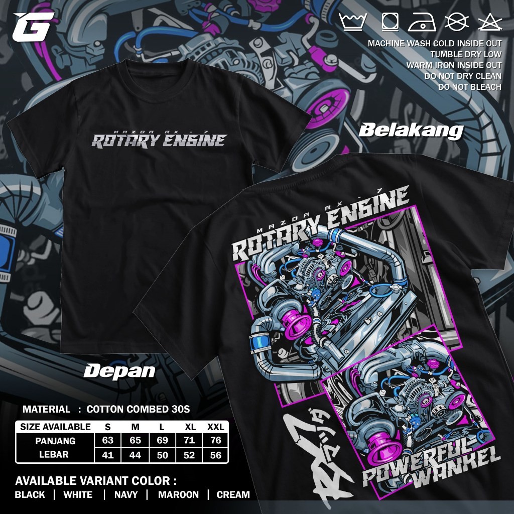 Jual Kaos Rotary Engine Powerful Wankel Machine Mazda RX7 RX 7 Baju ...