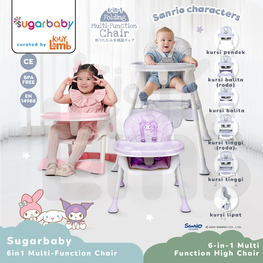 Jual SugarBaby 6-in-1 Folding Multi-Function Chair Sanrio Collection / Kursi Makan Anak Bayi ...