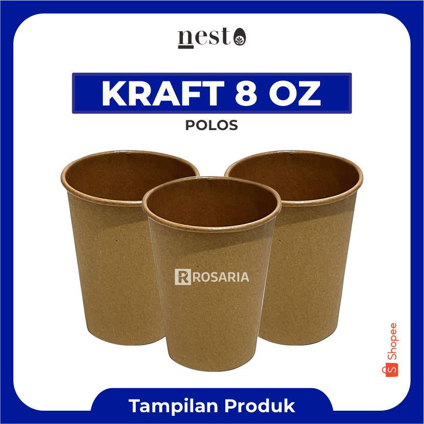 Jual [ TANPA TUTUP ] PAPER CUP 8 OZ NESTO KRAFT POLOS Coklat Gelas Kertas Hot | Shopee Indonesia