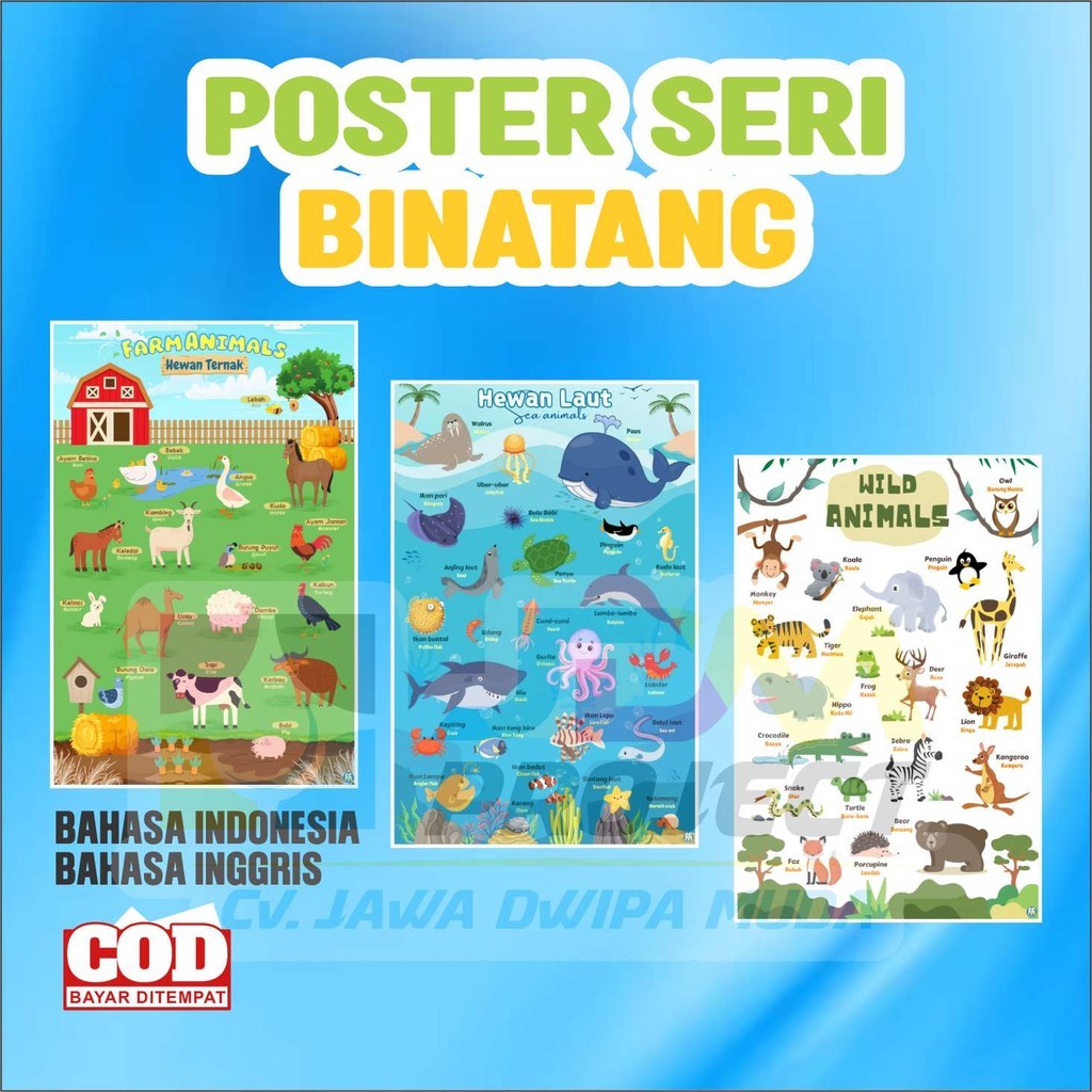 Jual Cetak Kilat - - Poster Hewan Edukasi Anak Gambar Hewan Edukasi ...