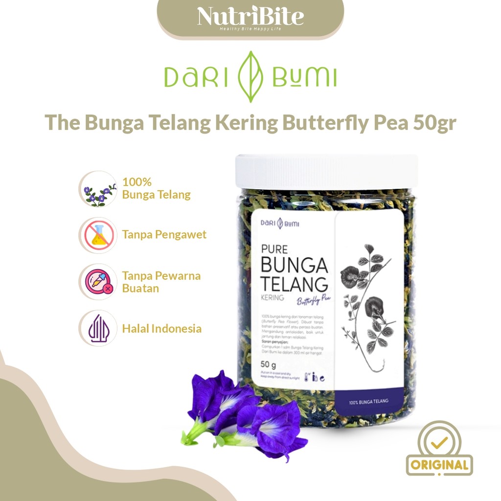 Jual DARI BUMI Teh Bunga Telang Kering Herbal Butterfly Pea Tea Premium ...