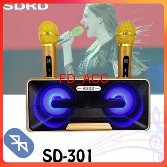 Jual Speaker Sd301 Speaker bluetooth + 2 mic wireless SDRD Speaker Karaoke / fleco SD 301 ...